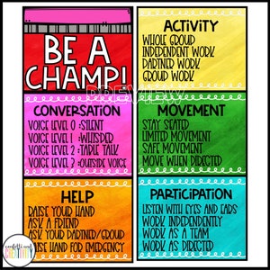 Watercolor CHAMPS Posters | Watercolor Classroom Decor | Classroom ...