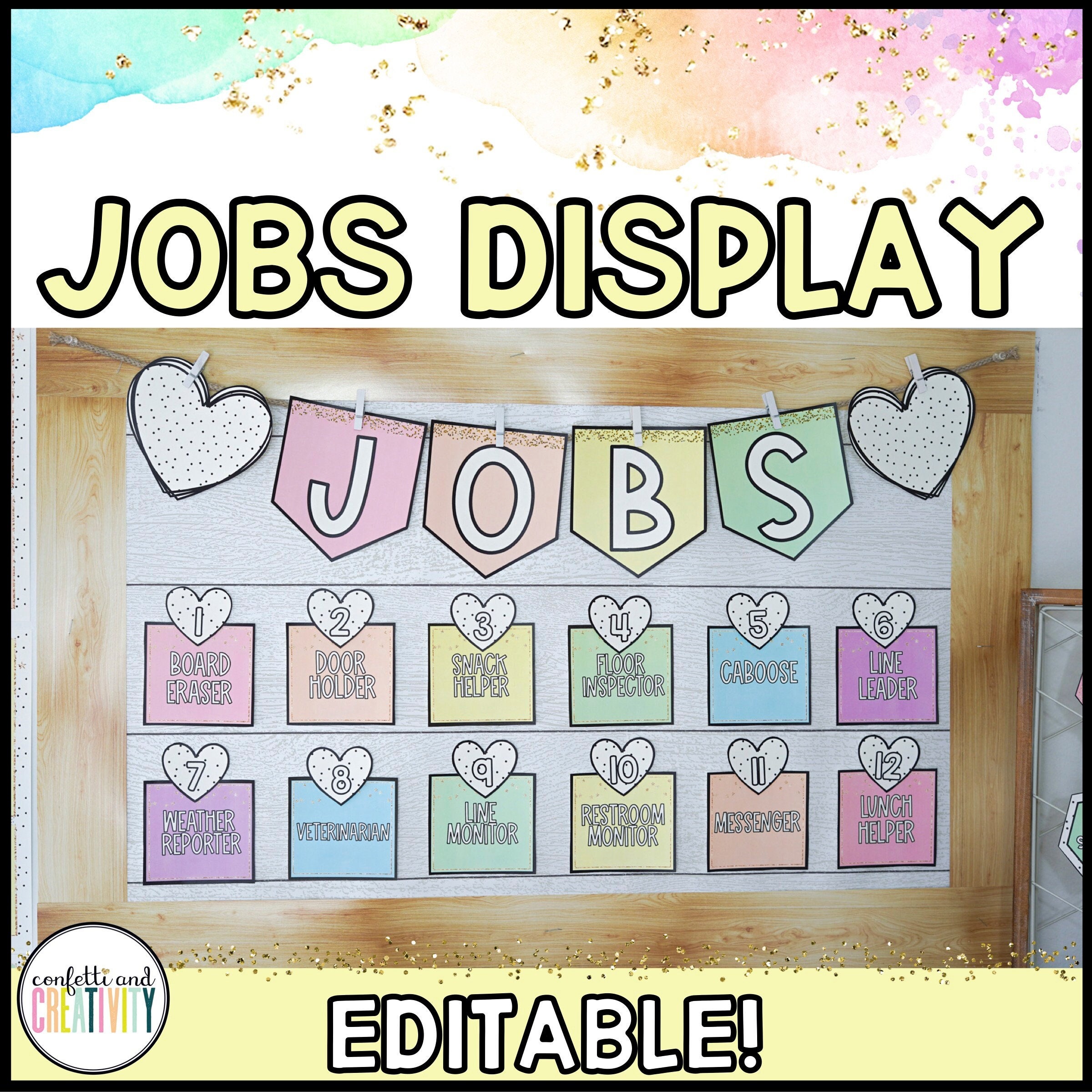 Pastel Classroom Jobs Display Editable Classroom Jobs - Etsy