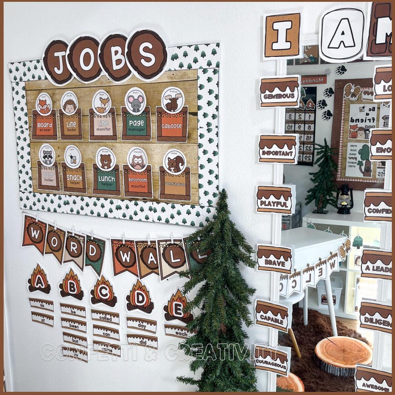Camping Animals Classroom Job Chart: Nature Theme, Editable (digital ...