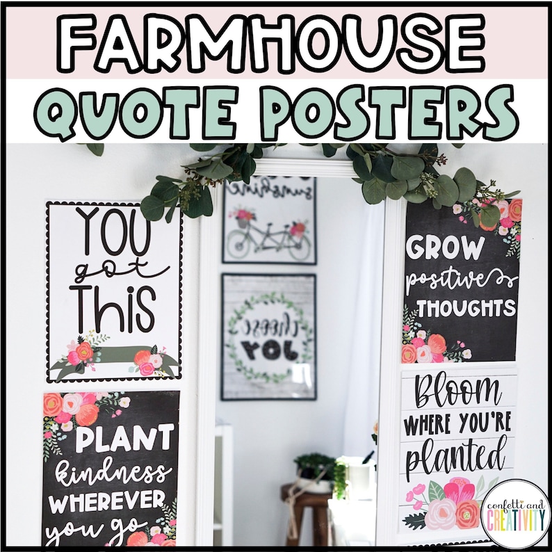 Floral Farmhouse Classroom Quote Posters Classroom Quotes - Etsy