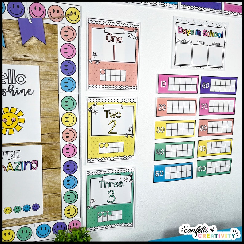 Classroom Number Posters With Ten Frames 0-20 Bright - Etsy