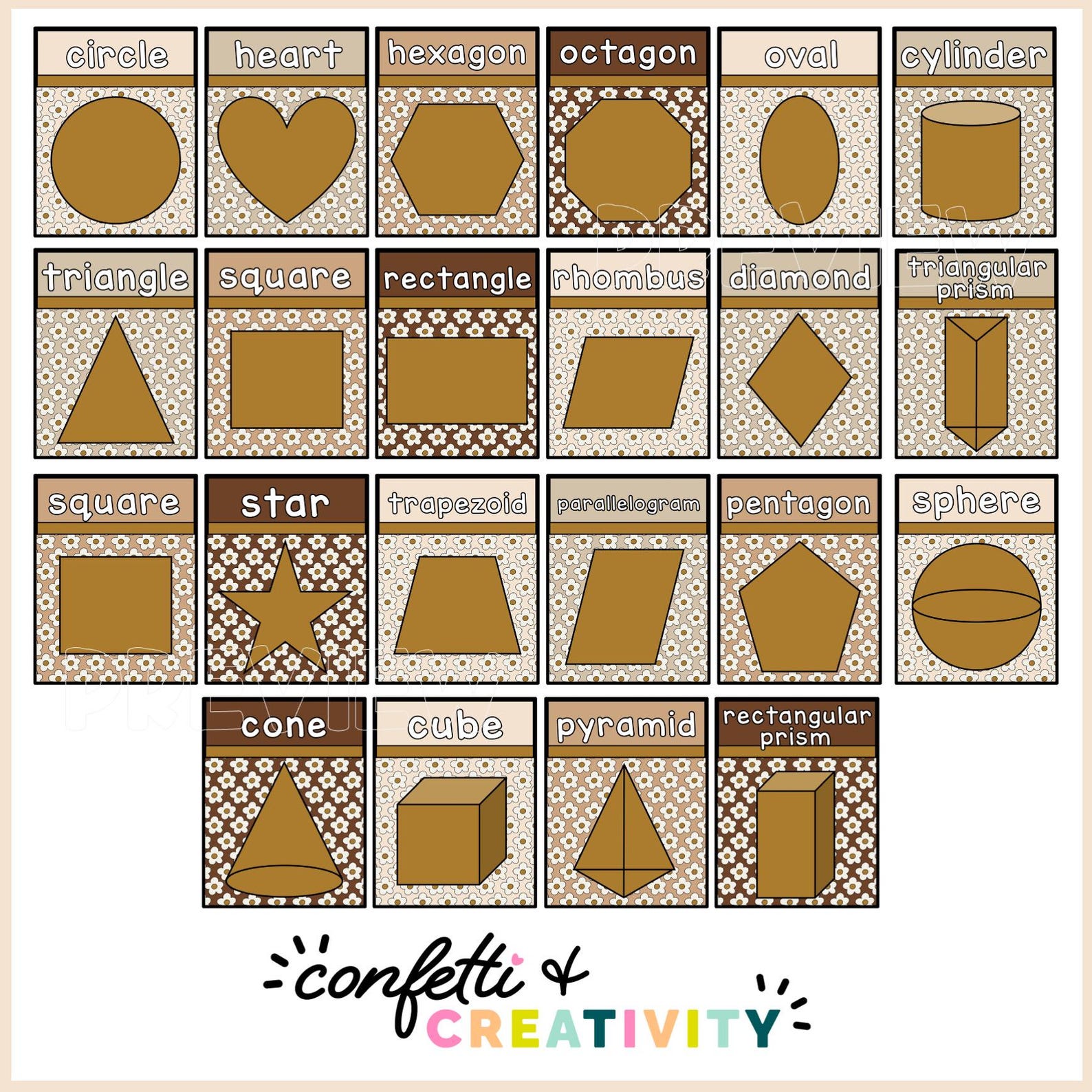 2D & 3D Shapes Posters: Neutral Classroom Decor (digital Download) - Etsy
