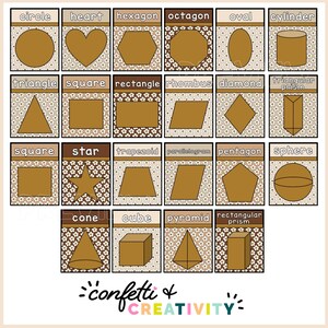 2D and 3D Shapes Posters for the Classroom Neutral Classroom Decor ...