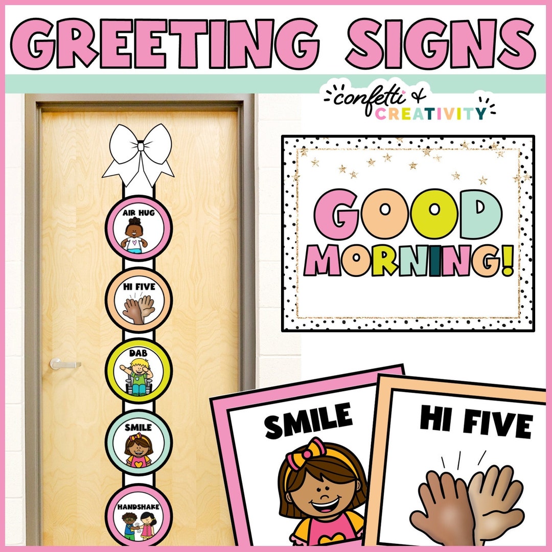 Bright Classroom Greeting Signs: Elementary Morning Choices (digital ...