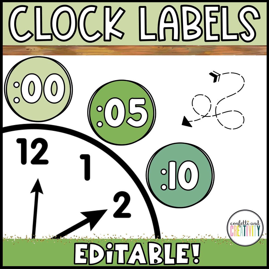 Printable Classroom Clock Labels 5 Minute Interval Clock Labels