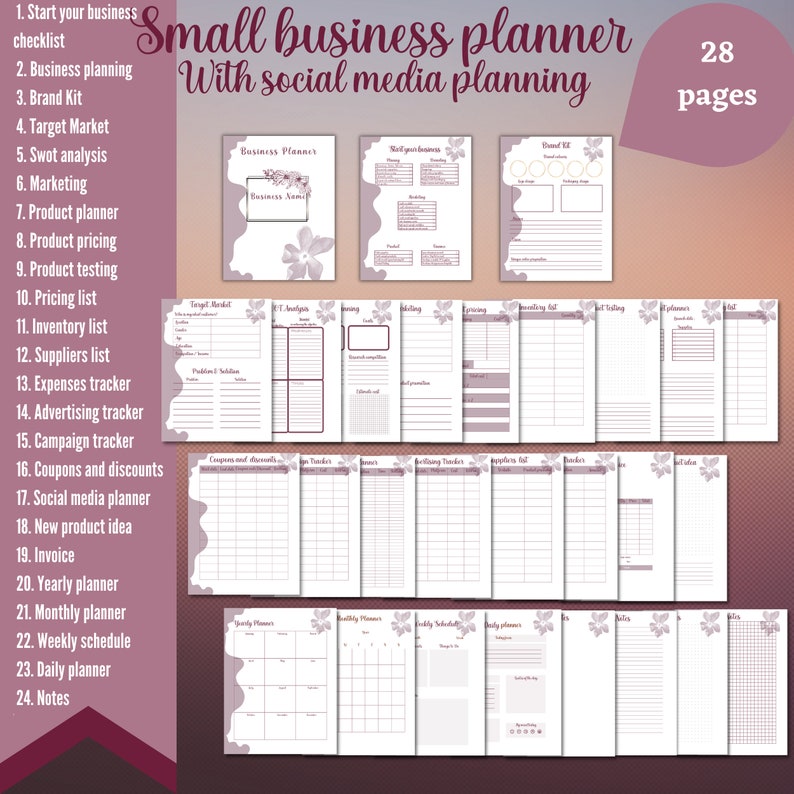 Business Planner Printable, Business Planner PDF, Business Bundle ...