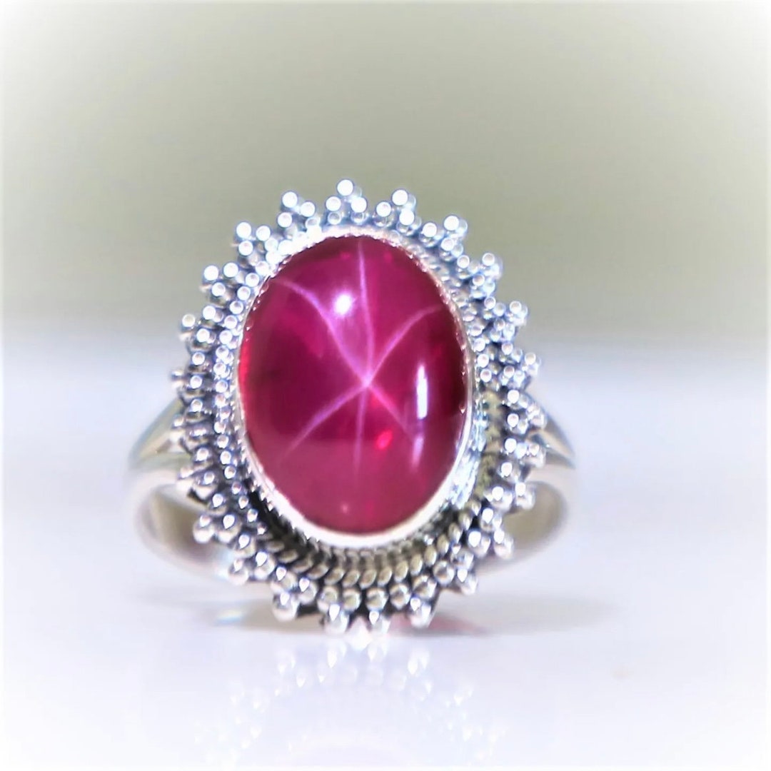 Star Ruby Ring Sterling Silver Ring Designer Ring Wedding Ring Unique ...