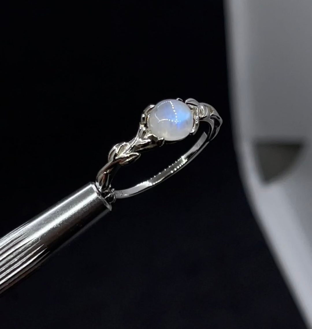 Rainbow Moonstone Ring Prong Set Ring Sterling Silver Ring - Etsy
