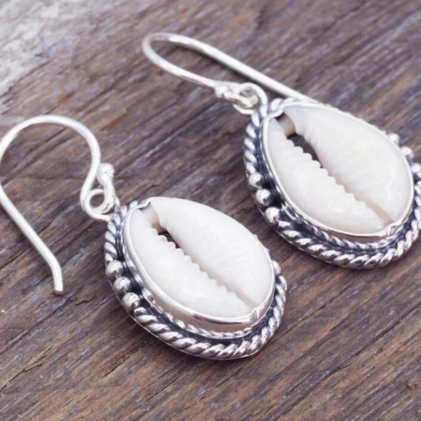 Sterling Silver Cowrie Shell Earrings - Etsy