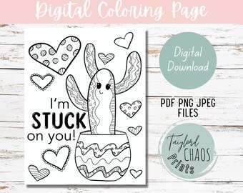 Cactus Coloring Page | Etsy