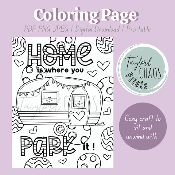 Happy Camper Coloring Page Camping Coloring Adult Coloring - Etsy