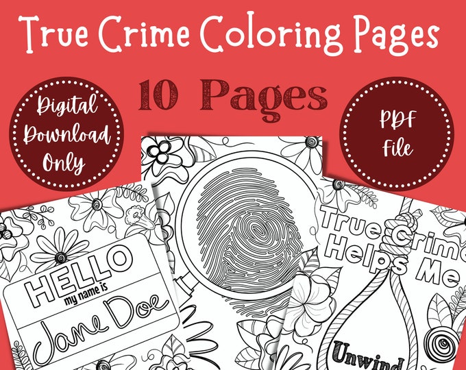 True Crime Coloring Pages Crime Scene Adult Coloring Pages - Etsy