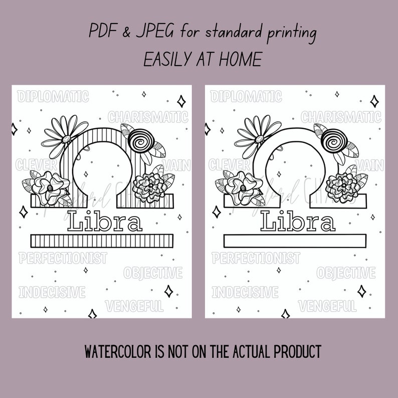 Zodiac Coloring Page Libra Coloring Page Astrology Zodiac - Etsy