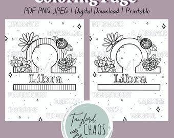 Libra Coloring Page - Etsy