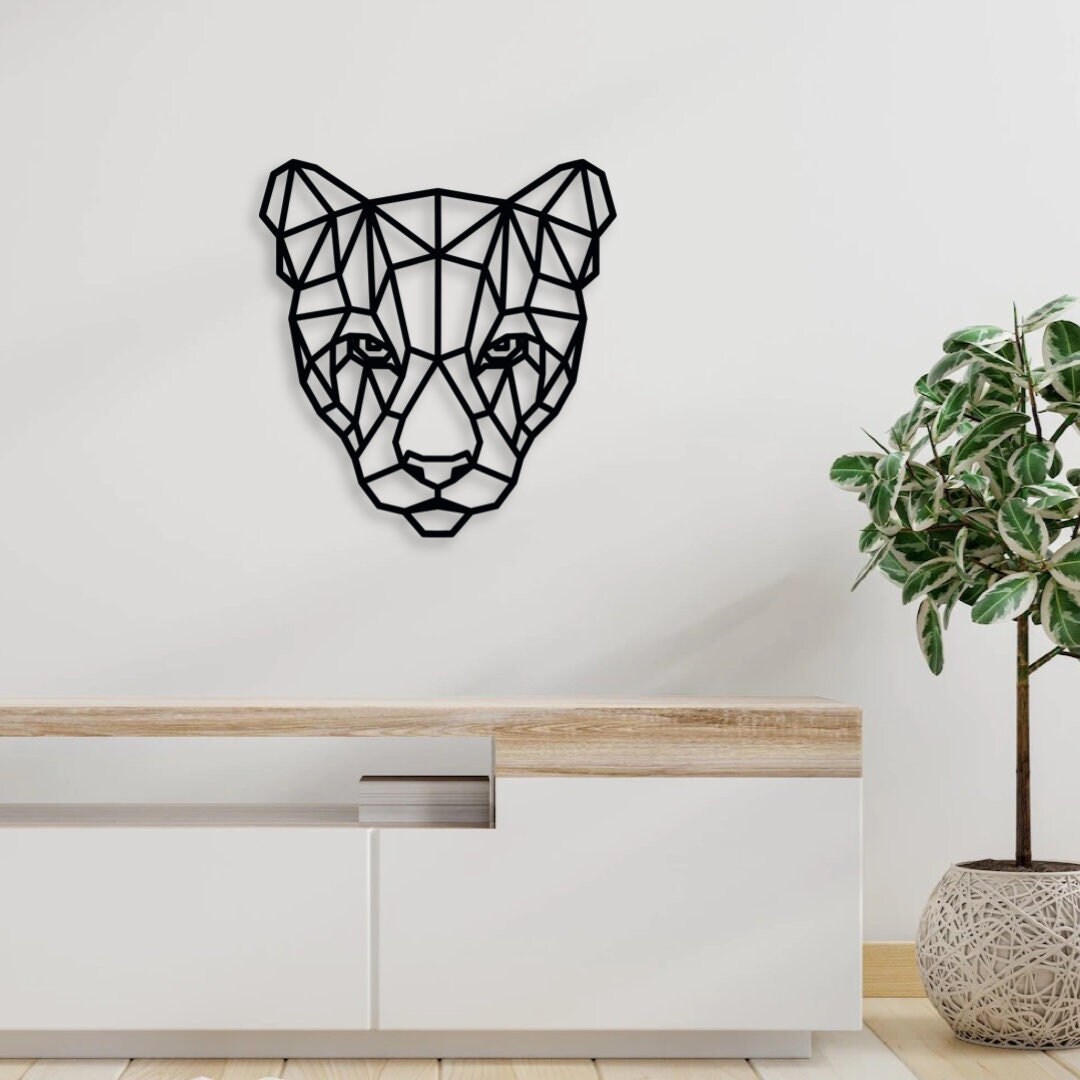 Geometric Puma I Polygon L Origami L Wood Wall Art L Wall Decoration ...