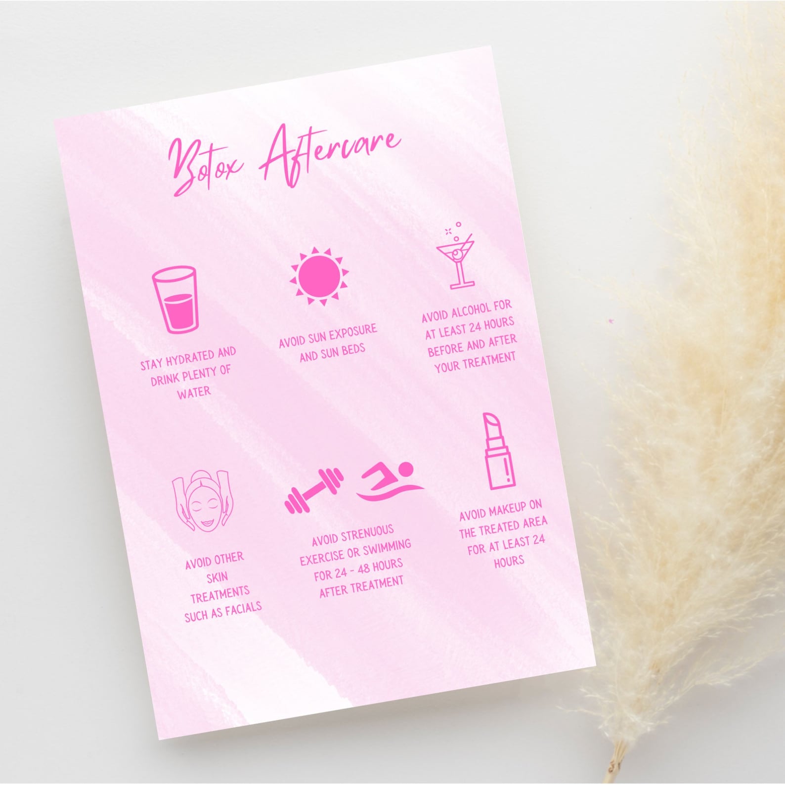 Pink PDF Printable Botox Aftercare Leaflet - Etsy Israel