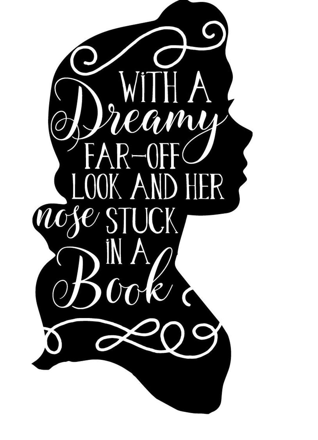 Belle Silhouette Nose in a Book Quote - Etsy