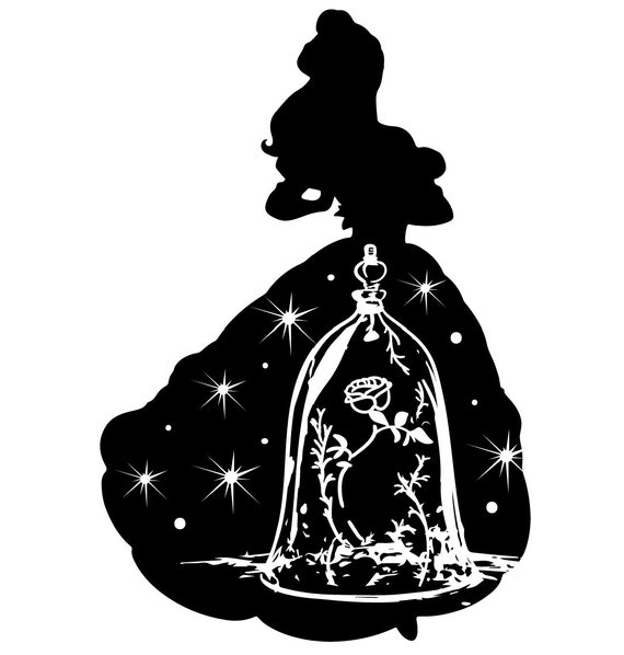 Belle Silhouette With Rose - Etsy