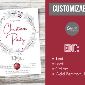 Christmas Party Invitation Template Minimalist Christmas Party ...
