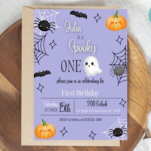 He's A Spooky One Birthday Invitation Template | Boy Halloween Birthday ...
