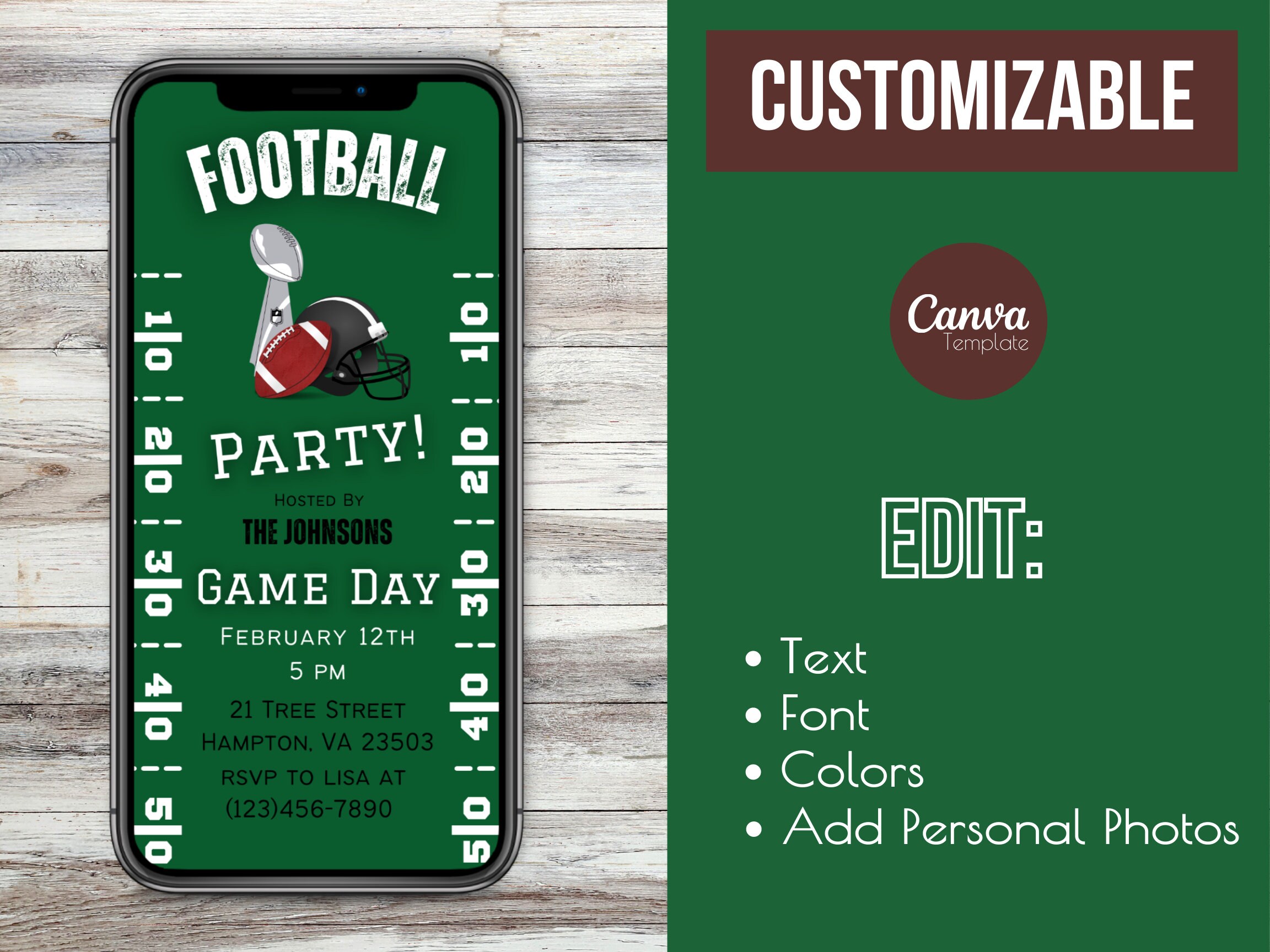 Football Championship Party Invitation Template Football Watch Party ...