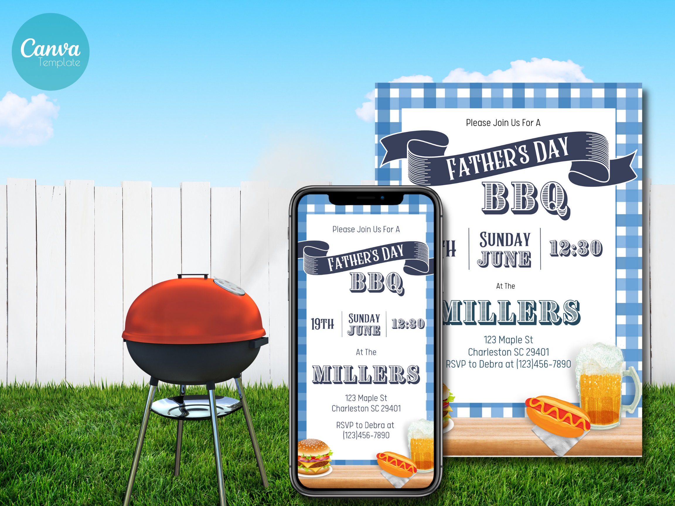 Editable Father's Day BBQ Invitation Template Printable - Etsy Canada