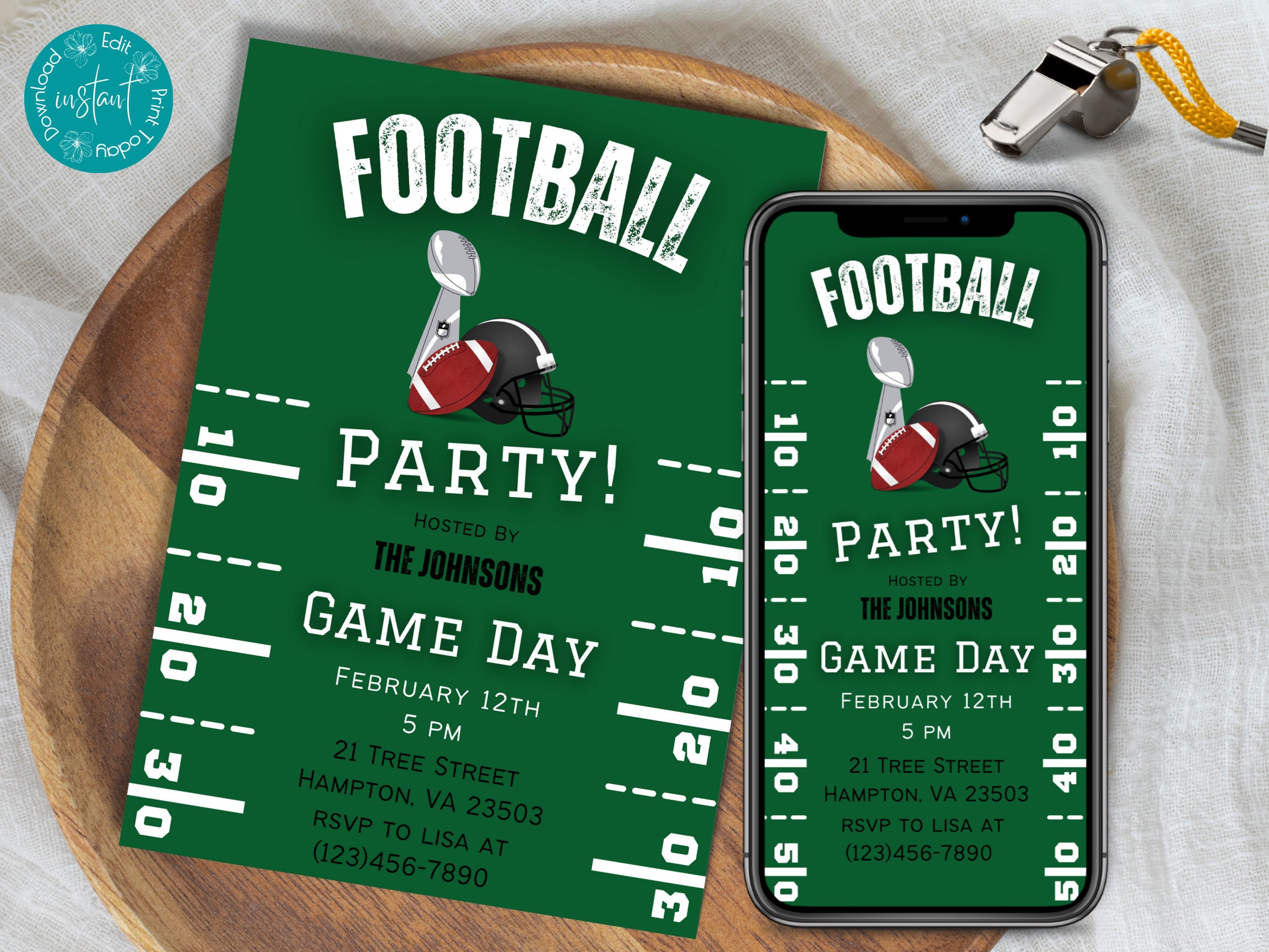 Football Championship Party Invitation Template Football Watch Party ...