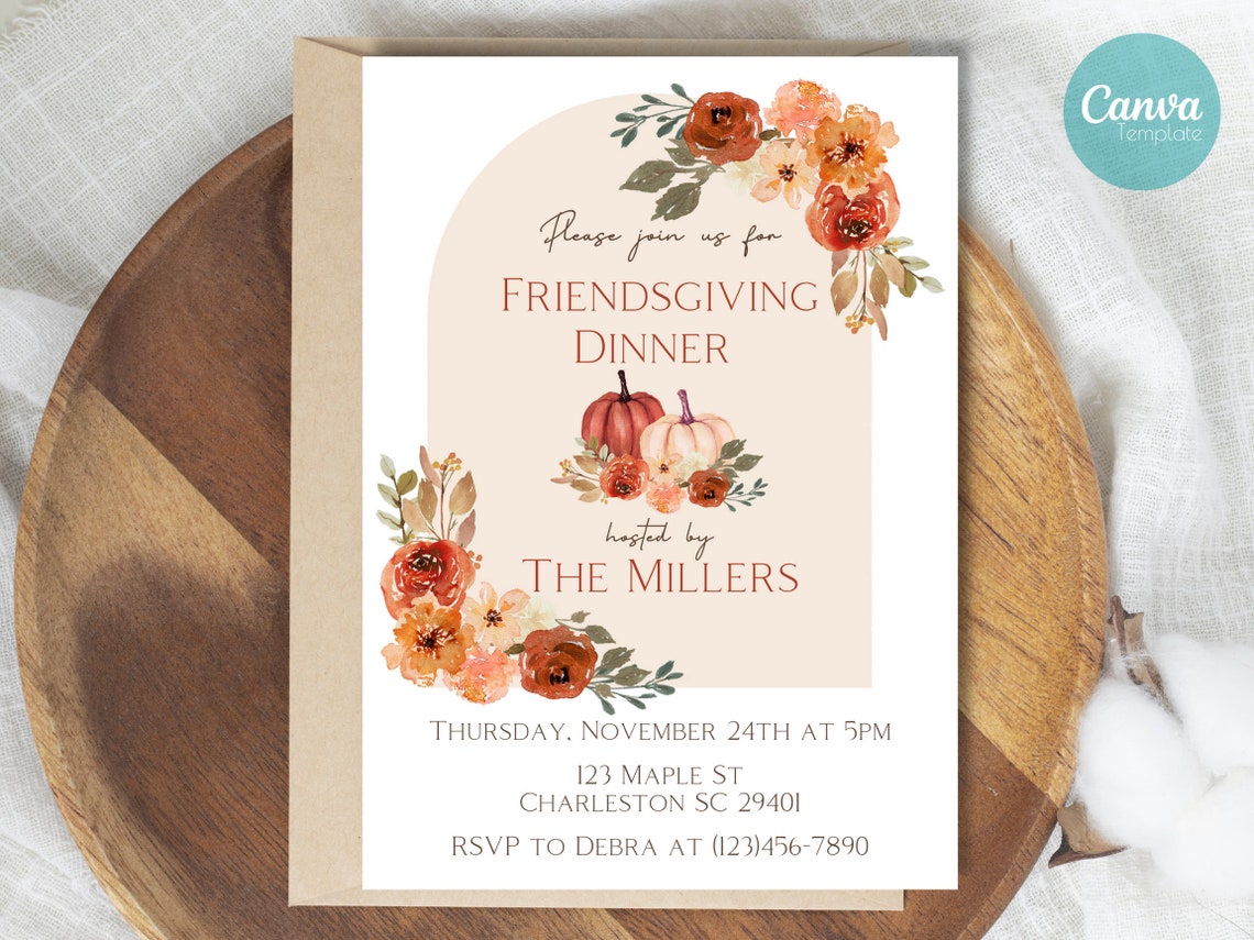 Friendsgiving Invitation Template | Thanksgiving Dinner Printable ...