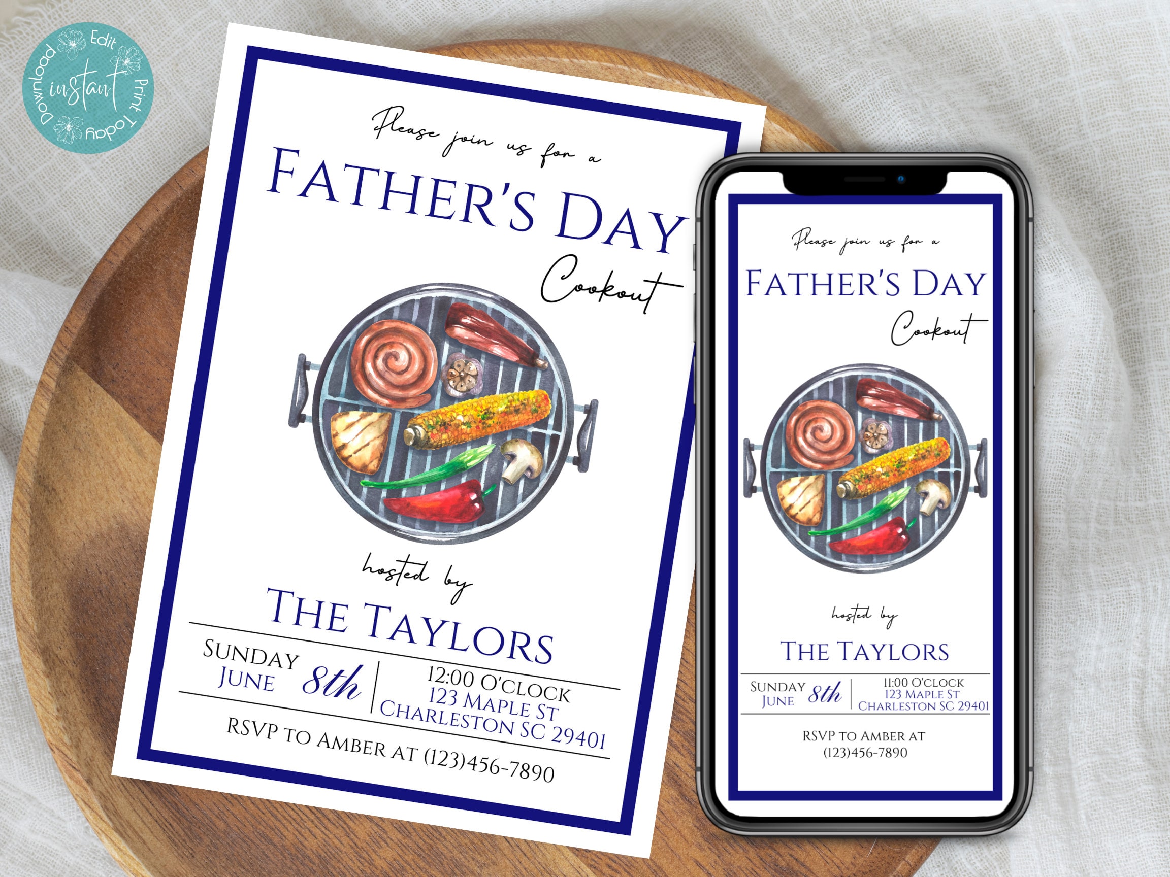Father's Day Cookout Invitation Template | Father's Day Celebration ...