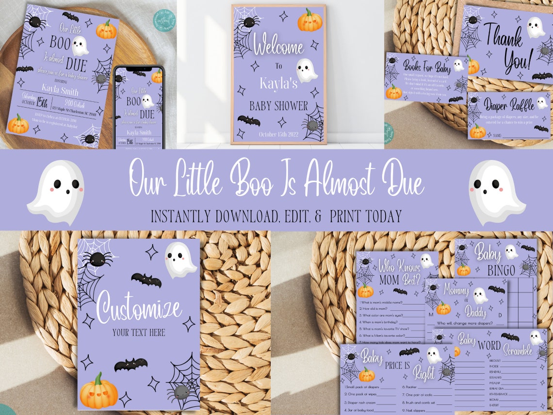 Halloween Baby Shower Game Bundle Our Little Boo is Almost - Etsy