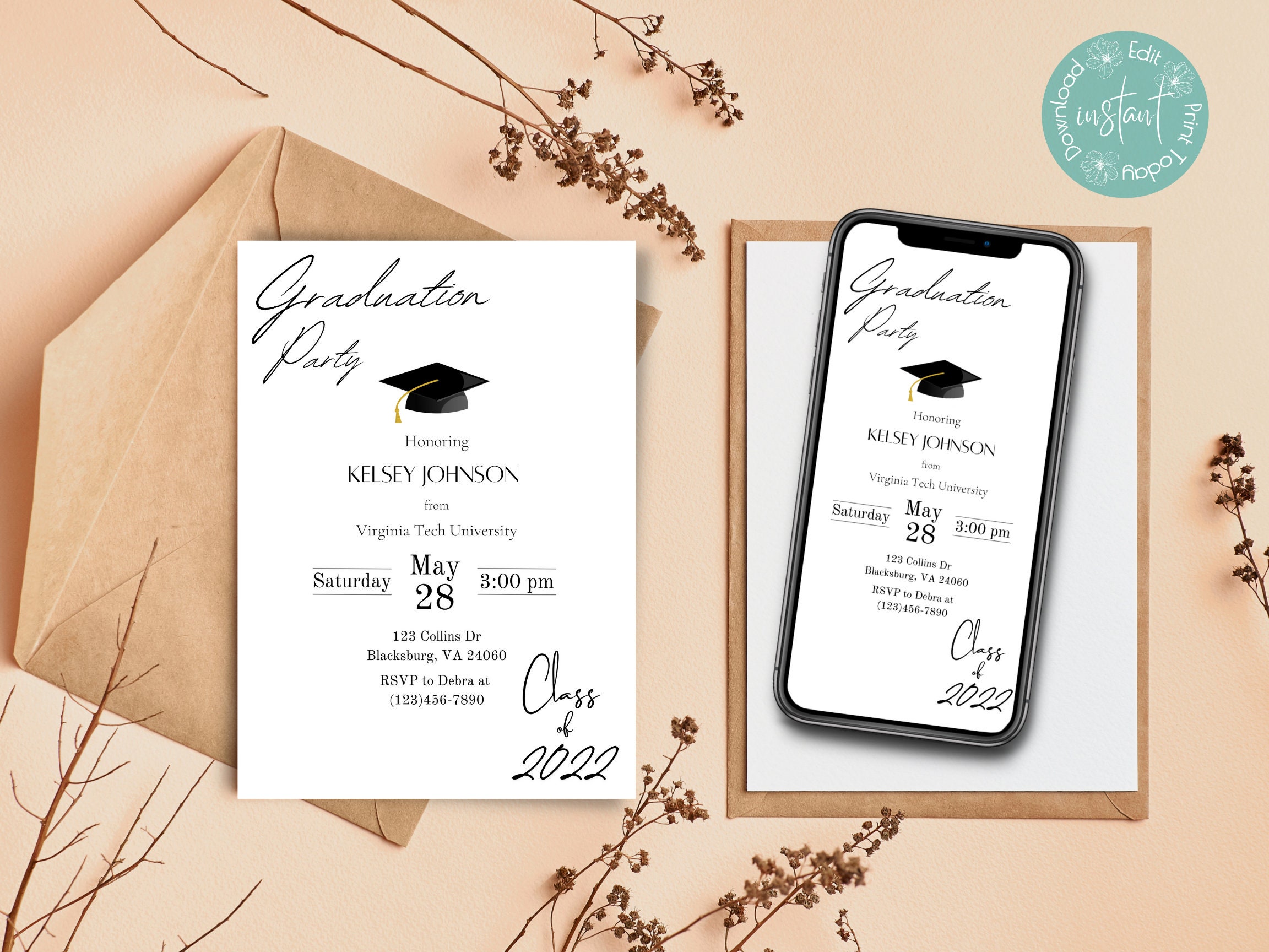 Custom Graduation Party Invitation Template | College Graduation Party ...