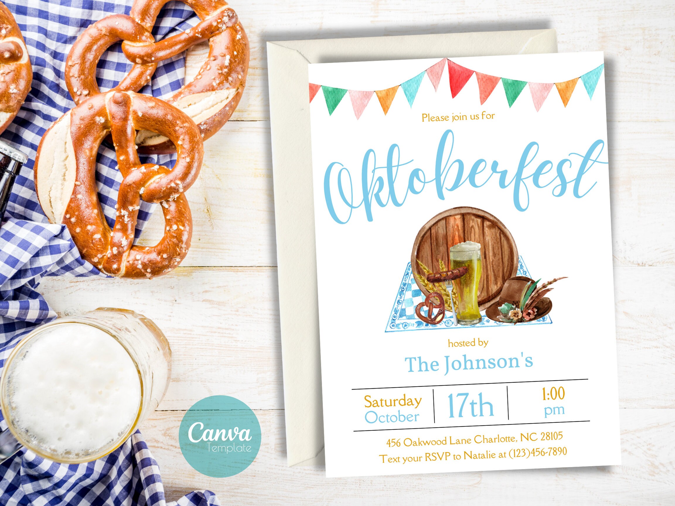 Oktoberfest Party Invitation Template | Oktoberfest Festival Invitation ...