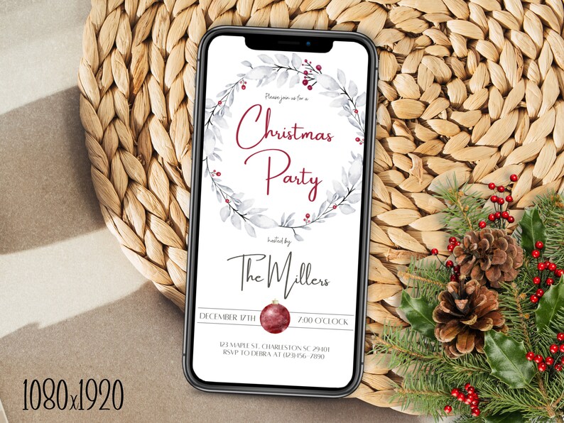 Christmas Party Invitation Template Minimalist Christmas - Etsy