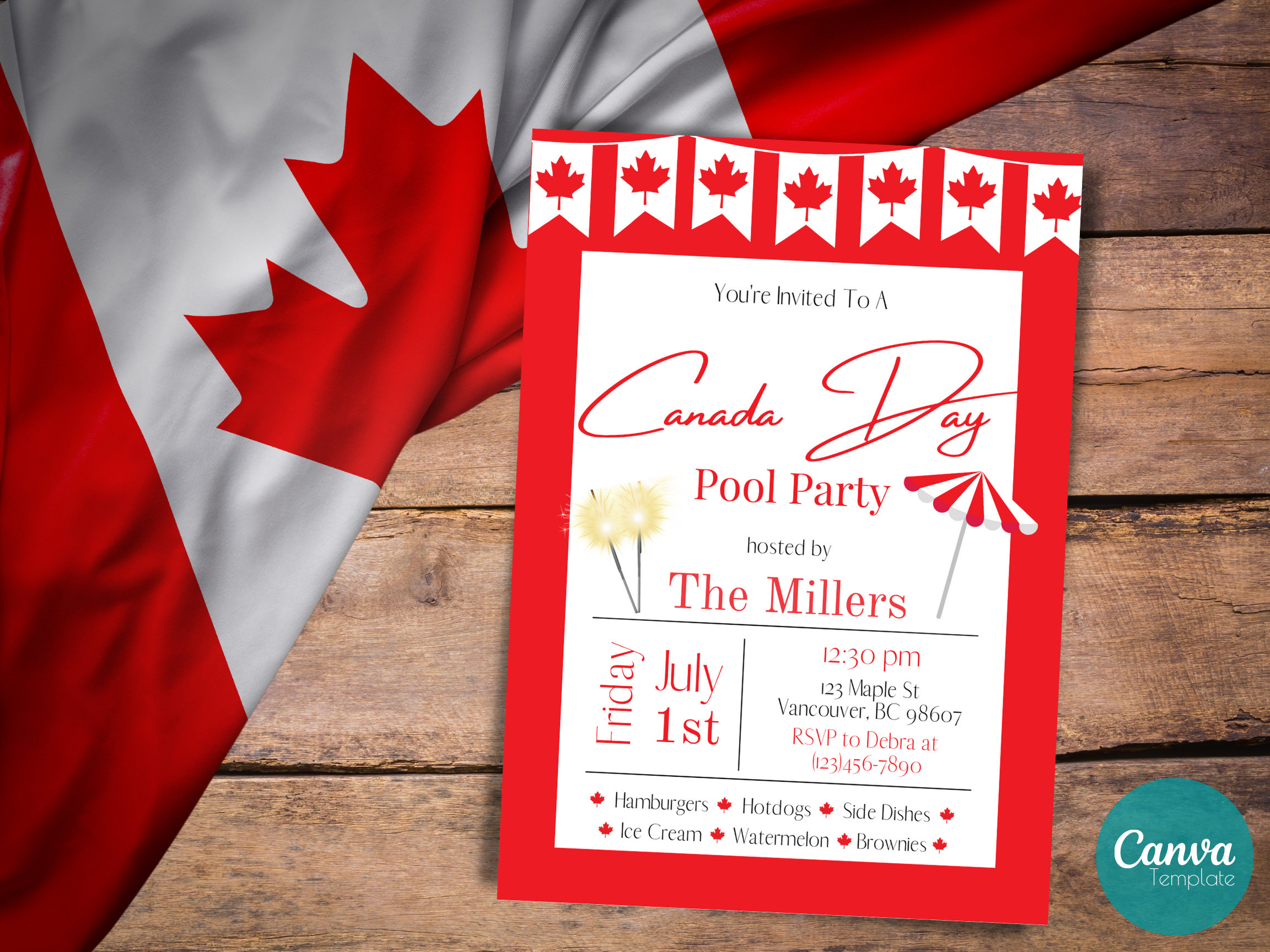 Canada Day Party Invitation Template Canada Day BBQ Editable - Etsy