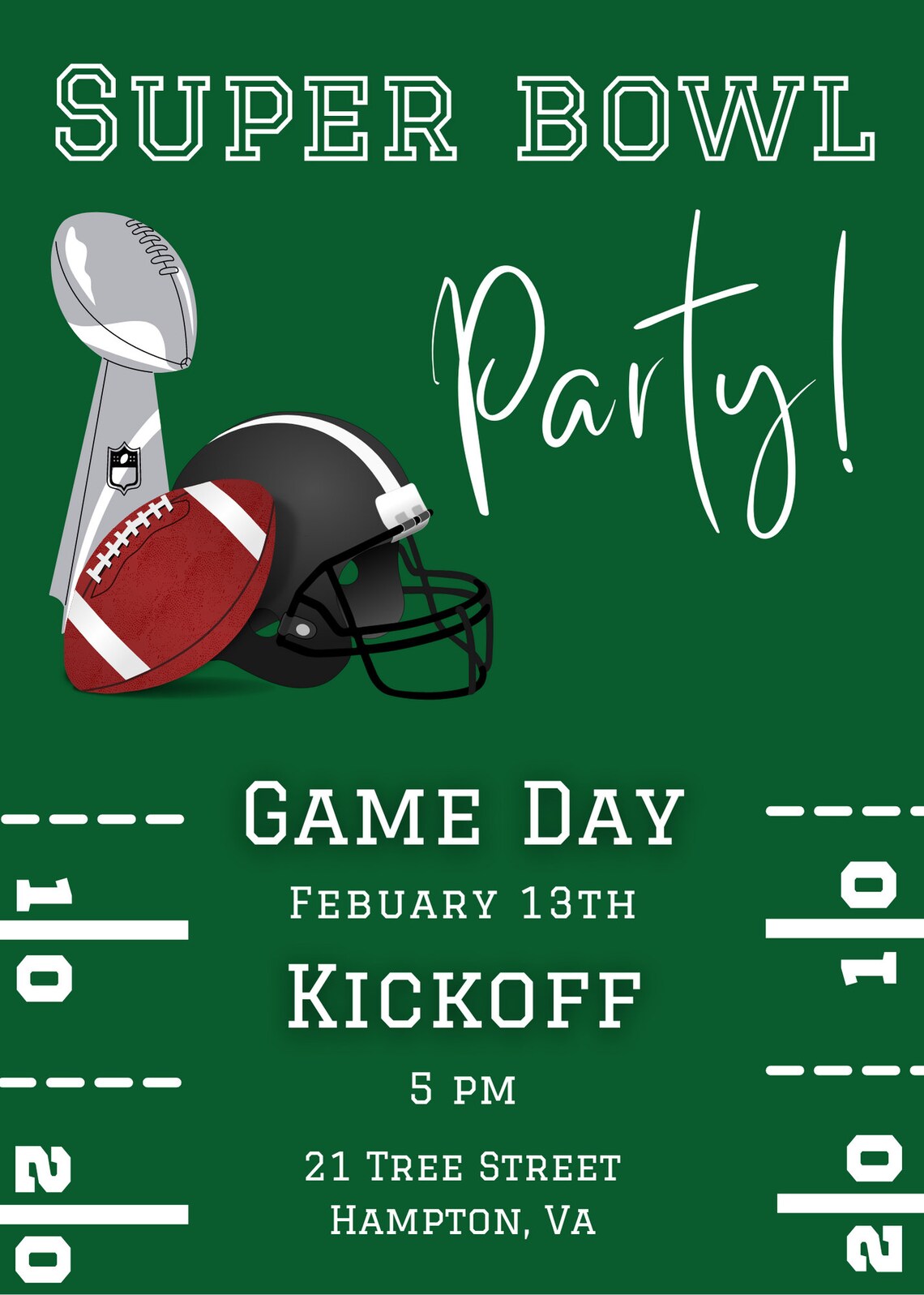 Editable Super Bowl Party Invitation Template Football Field Etsy