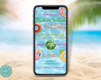 EDITABLE Back to School Pool Party Invitation Back to School Invitation ...