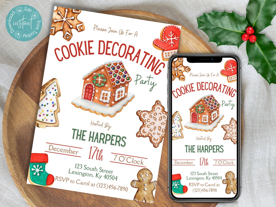 Christmas Cookie Decorating Party Invitation Template Christmas Cookie ...