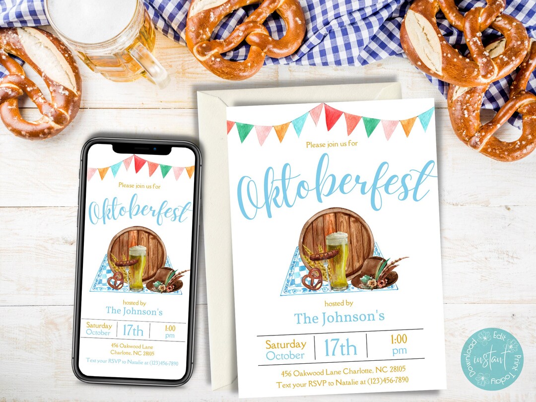 Oktoberfest Party Invitation Template | Oktoberfest Festival Invitation ...