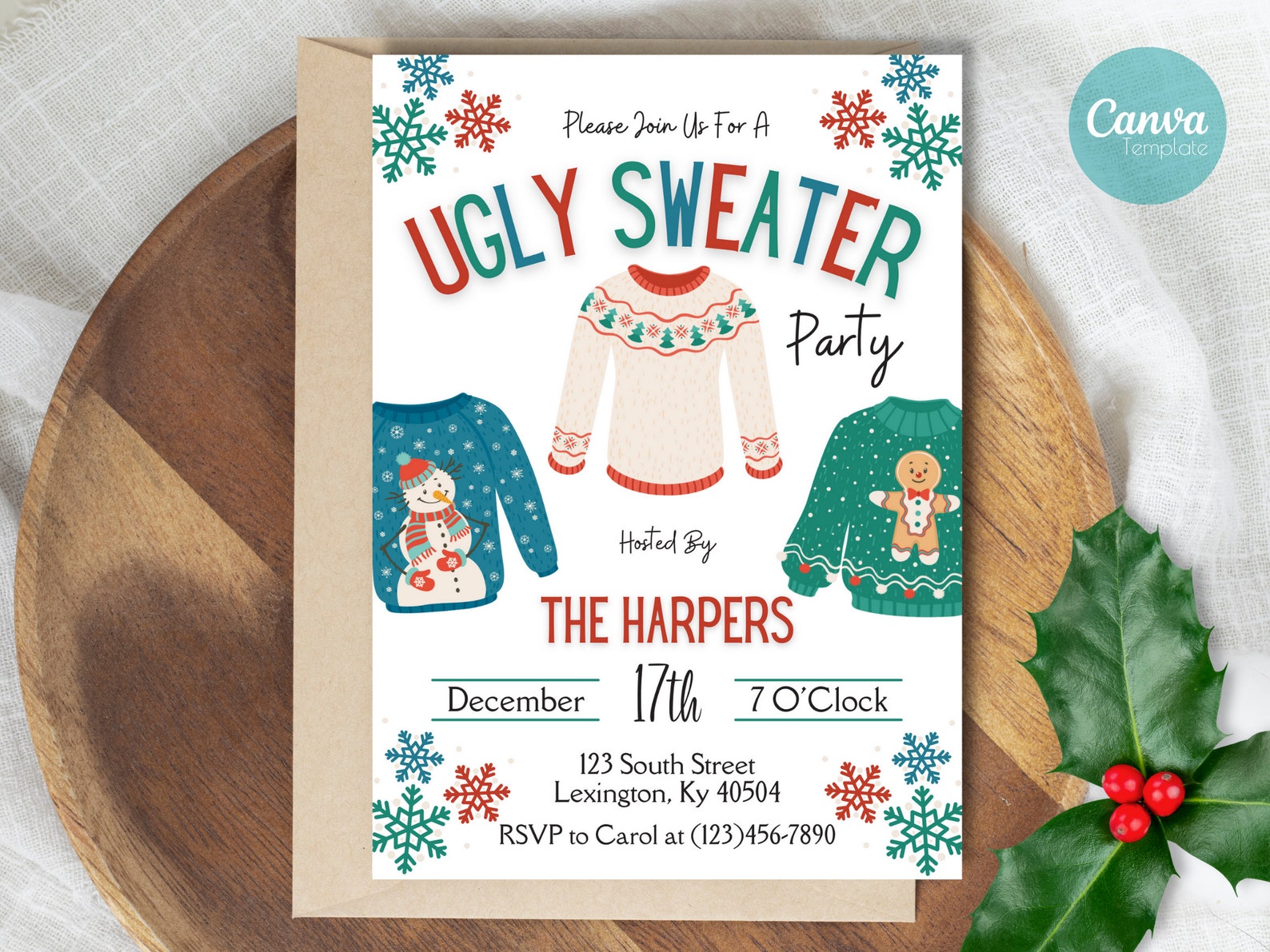 Ugly Christmas Sweater Party Invitation Template Christmas Party ...
