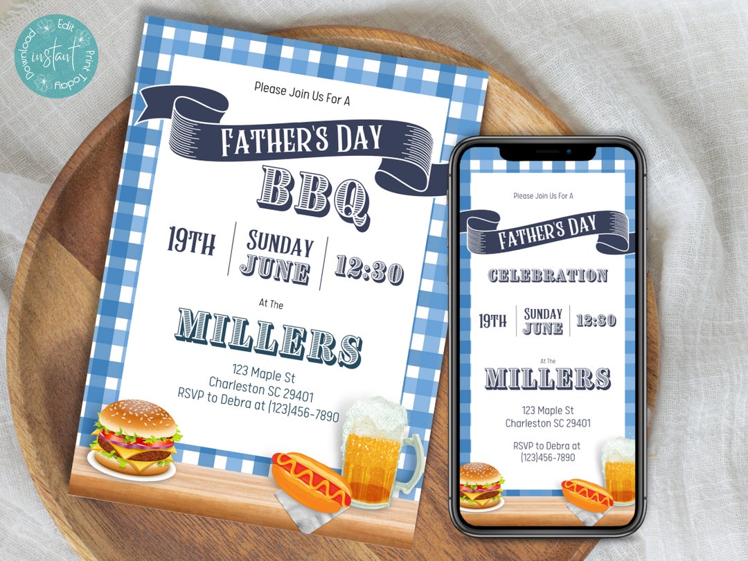 Father&#039;s Day BBQ Invitation Template | Father&#039;s Day Celebration ...
