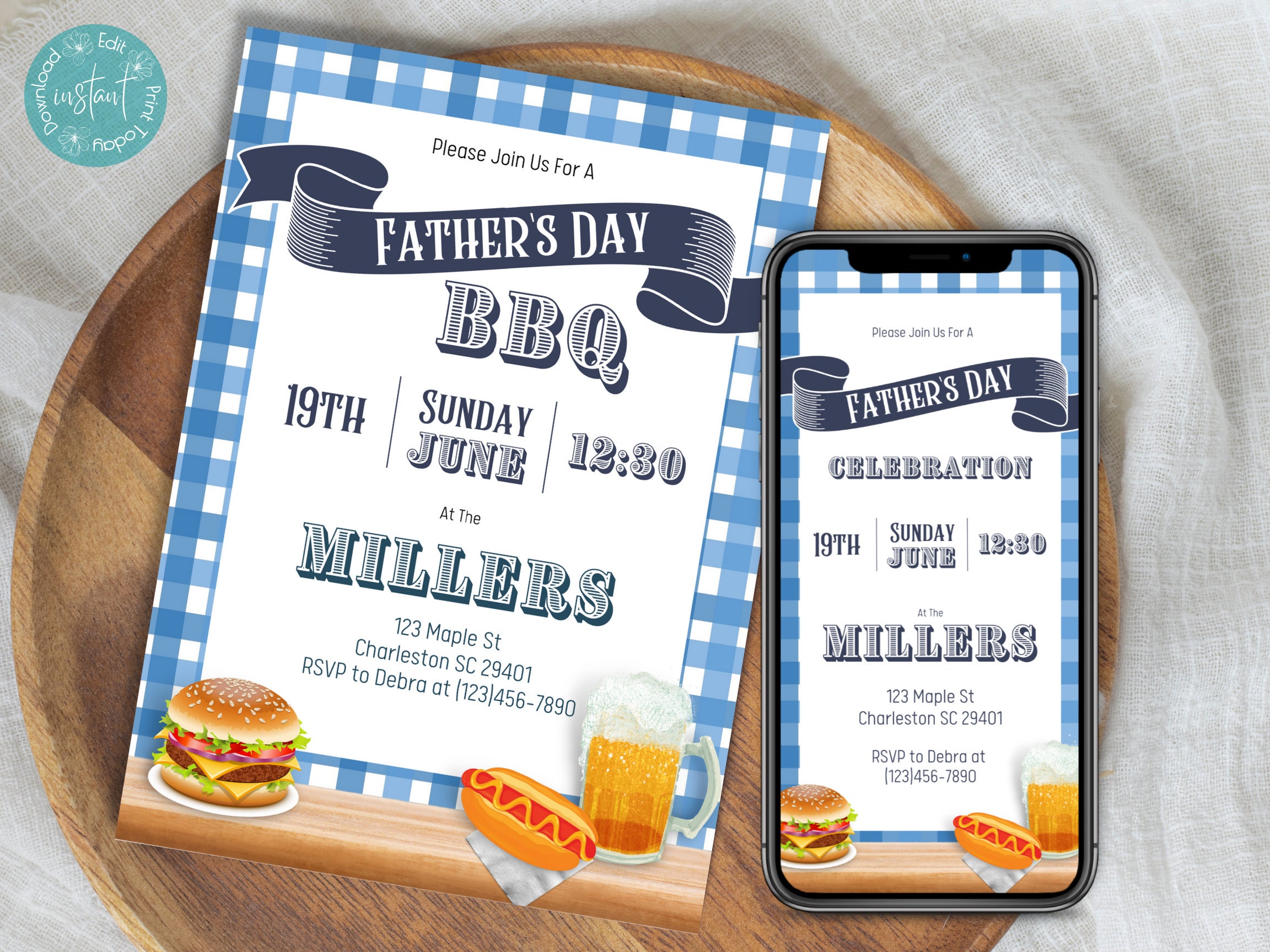 Father's Day BBQ Invitation Template Father's Day Celebration ...
