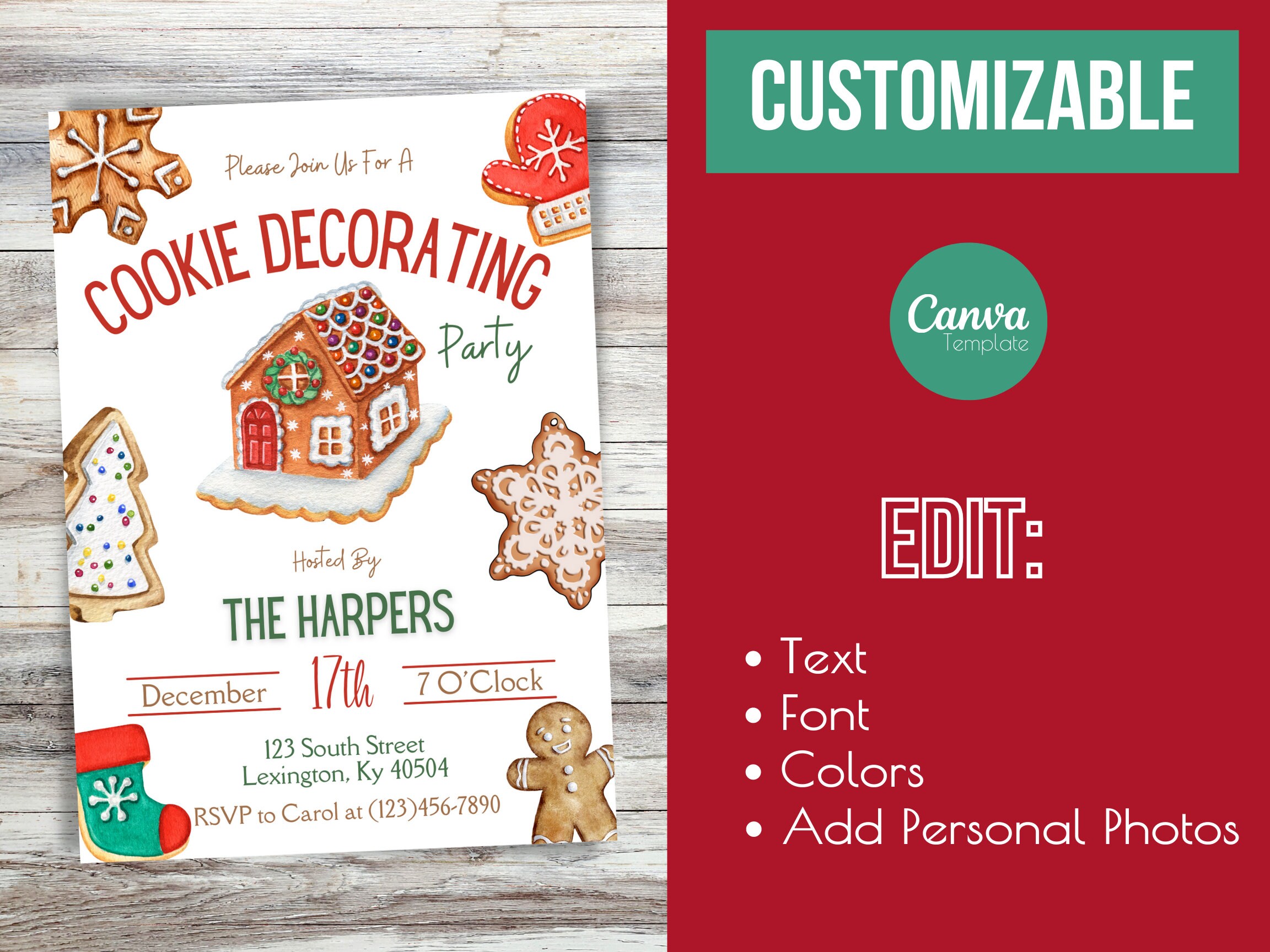Christmas Cookie Decorating Party Invitation Template | Christmas ...
