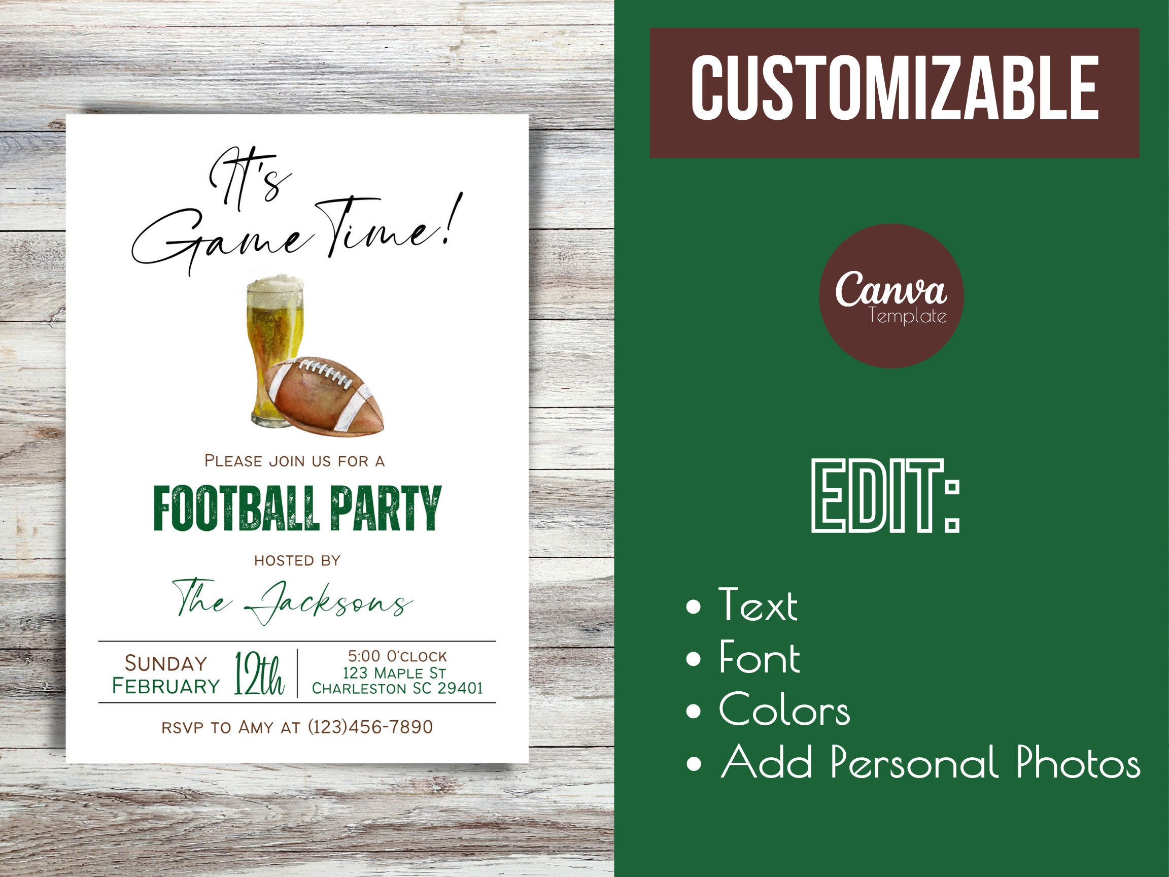 Football Championship Party Invitation Template | Football Watch Party ...