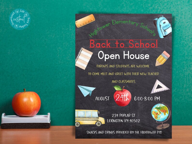 Back to School Open House Flyer Template | Back to School Open House ...