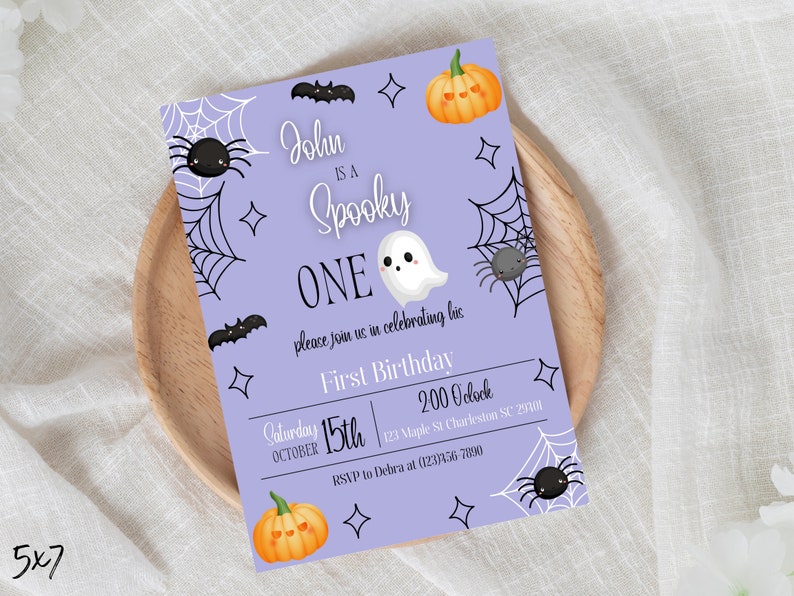 He's A Spooky One Birthday Invitation Template Boy - Etsy