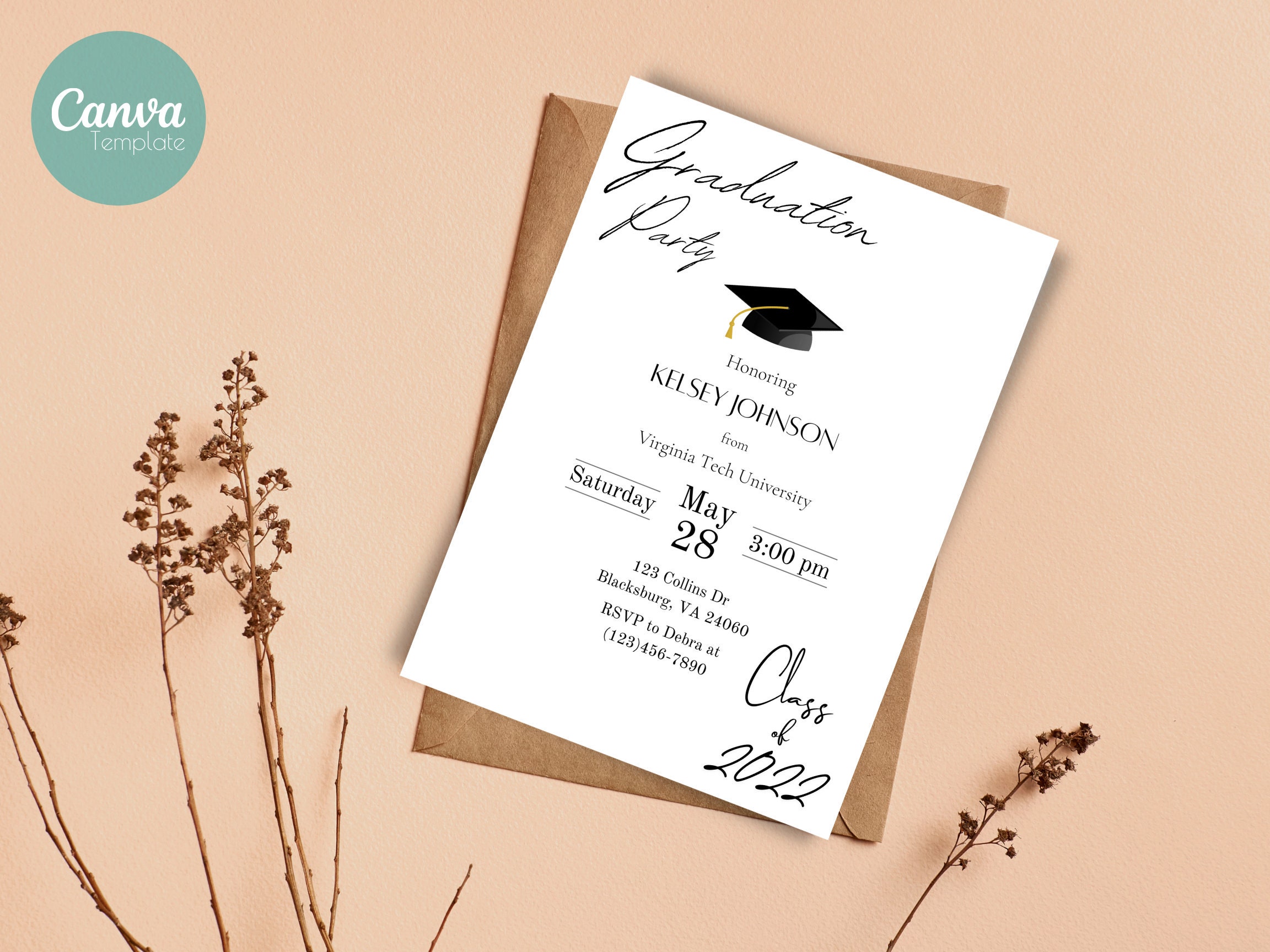 Custom Graduation Party Invitation Template College - Etsy