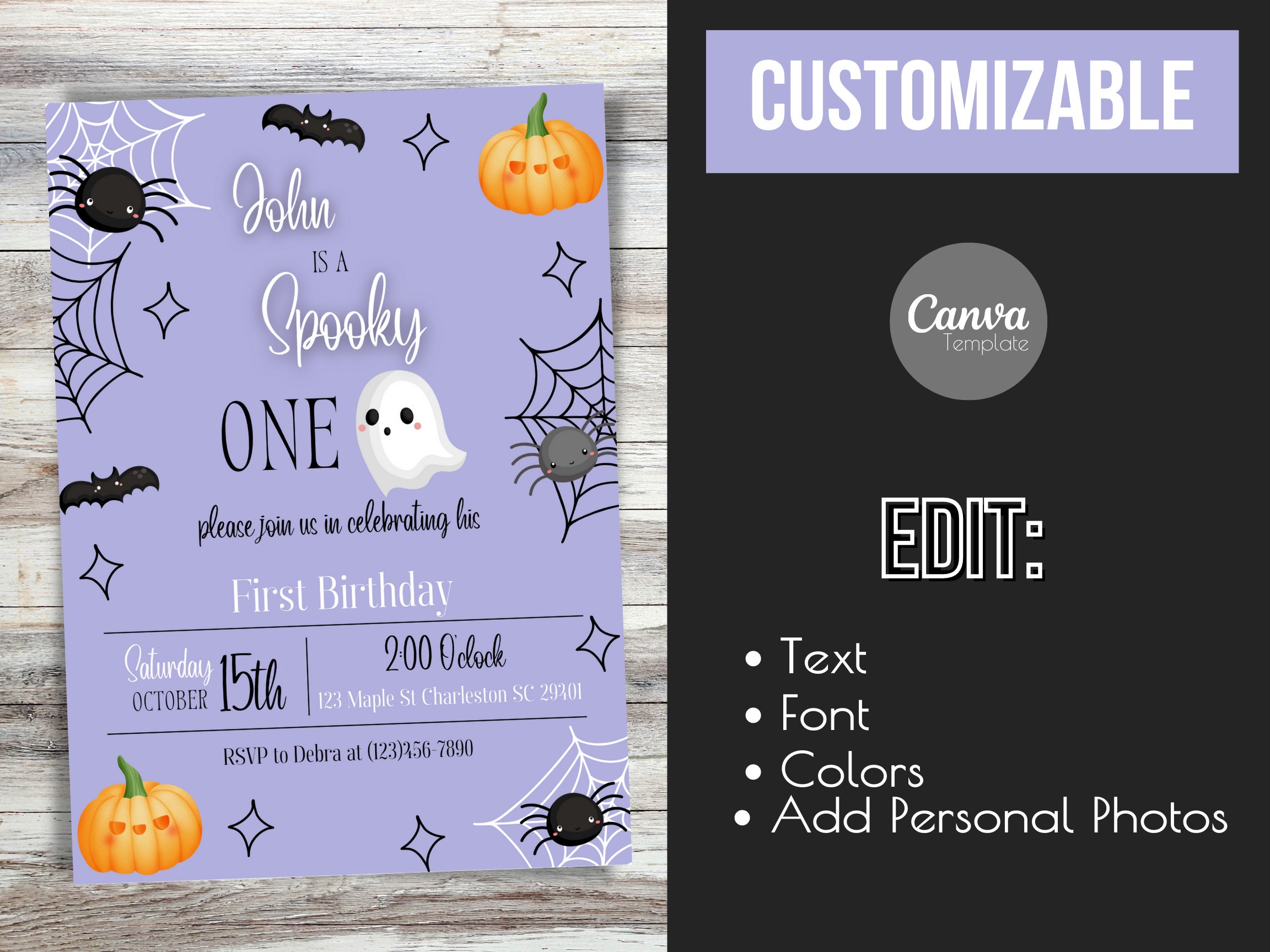 He's A Spooky One Birthday Invitation Template Boy - Etsy