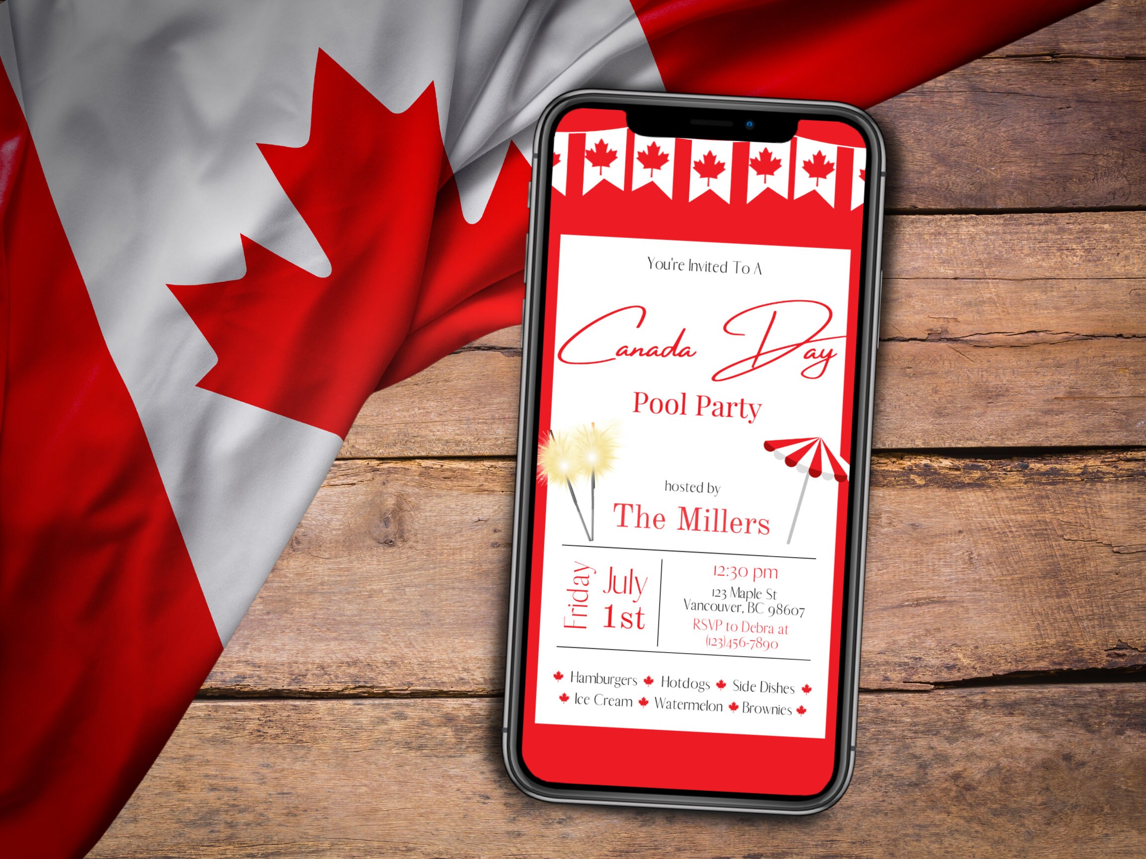 Canada Day Party Invitation Template Canada Day BBQ Editable - Etsy