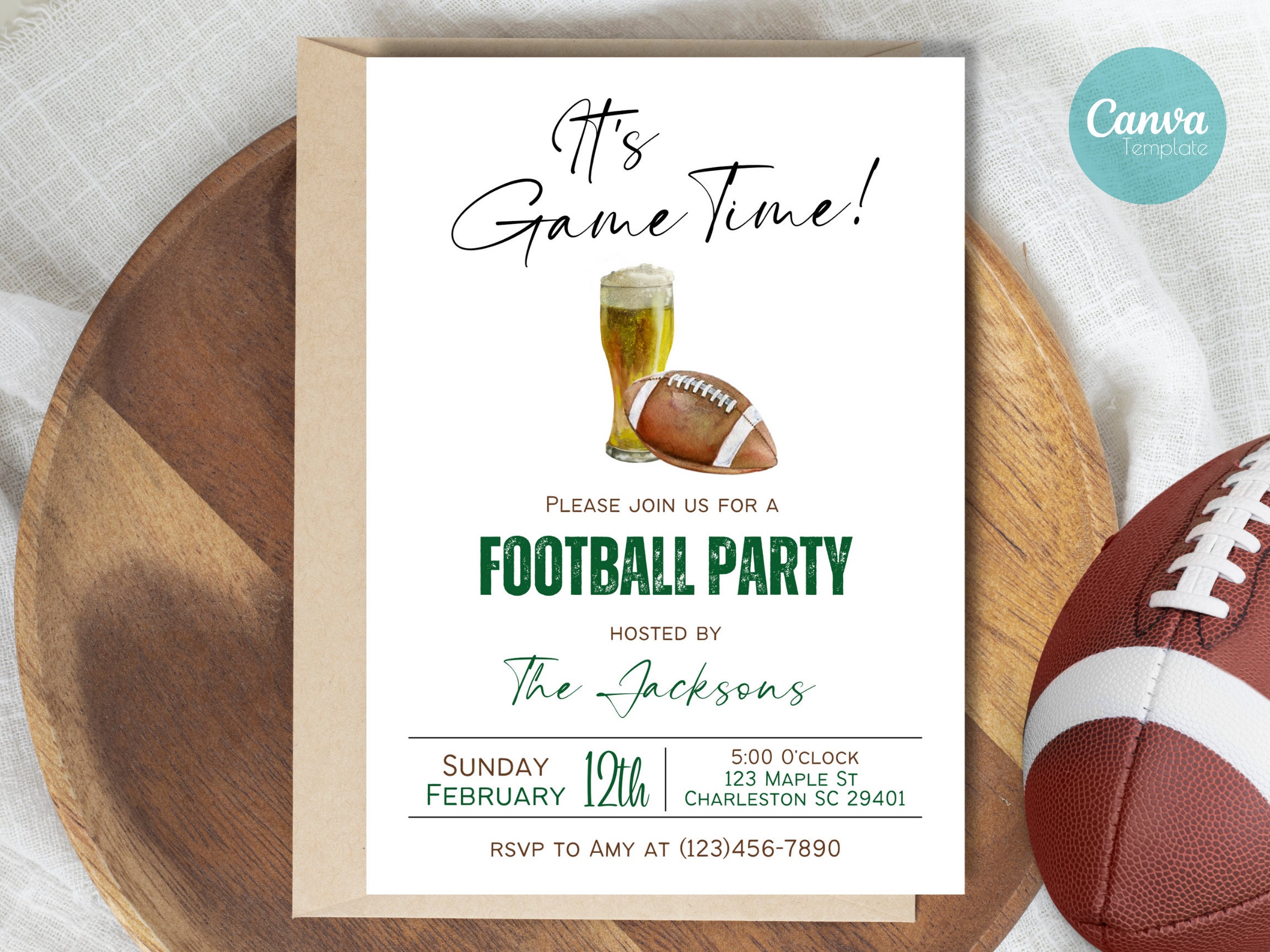 Football Championship Party Invitation Template | Football Watch Party ...
