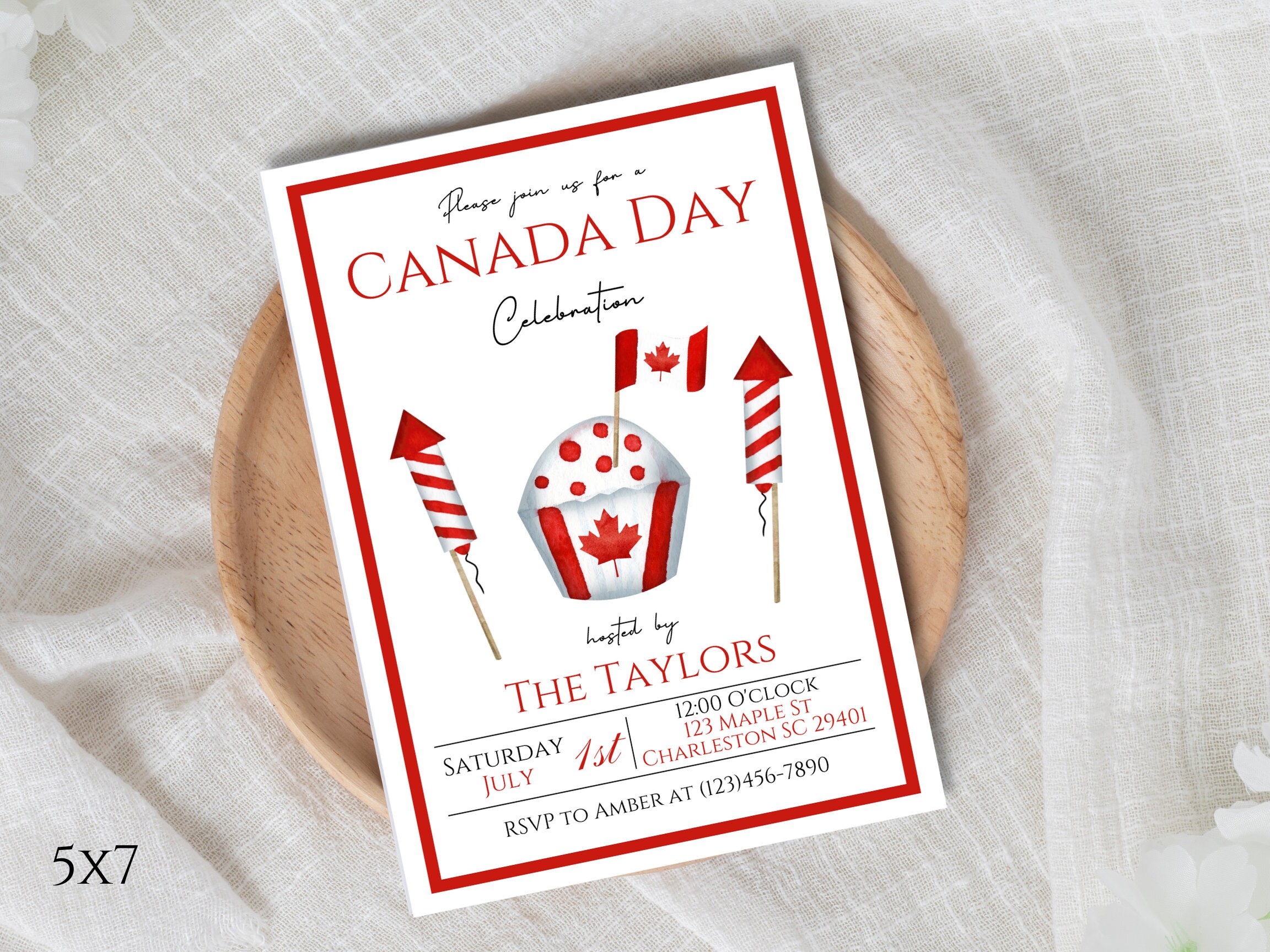 Canada Day Party Invitation Template | Canada Day BBQ Editable ...